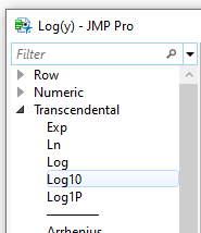 Log Transformation in JMP