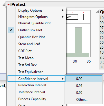 One Sample t Test in JMP